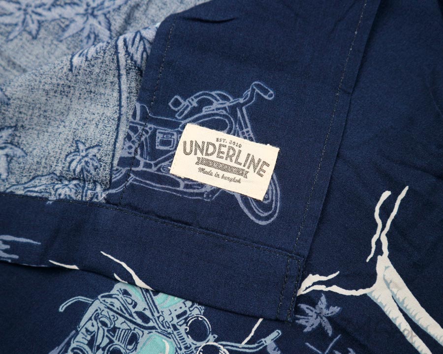 เสื้อฮาวาย UNDERLINE – HARLEY DAVIDSON (NAVY) | Hawaii shirt เสื้อฮาวาย